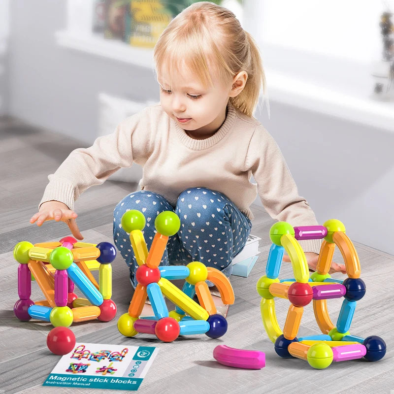 Kids Magnetic Construction Set: Balls & Stick Building Blocks - Games ...