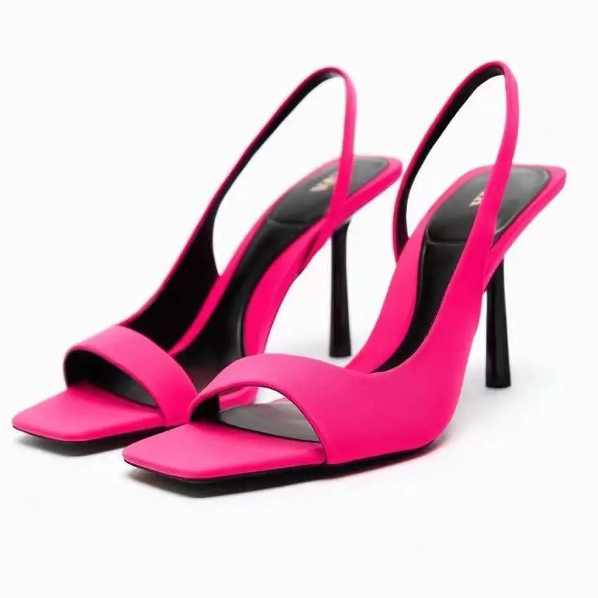 Women's Square Open Toe High heels Red, Black, Apricot Shoes – Robust ...